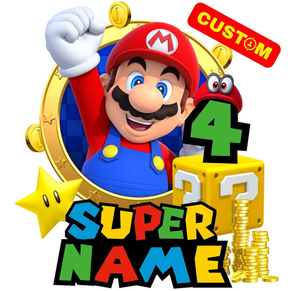 Custom Super Mario Birthday Png - Etsy