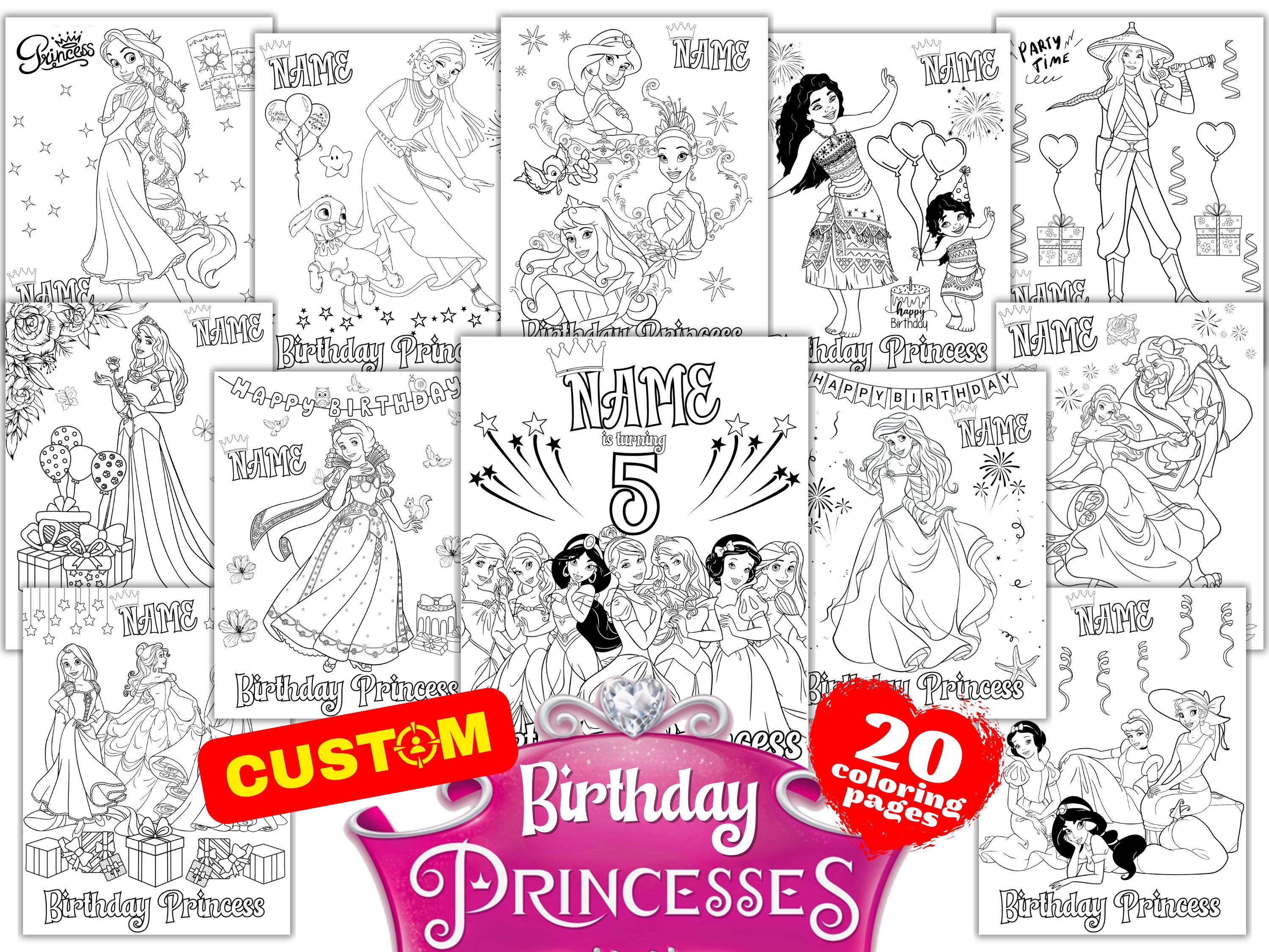 Personalized Princess Custom Birthday Coloring Pages, Princesses ...