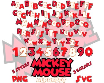 Mickey Mouse Font & Numbers - Etsy