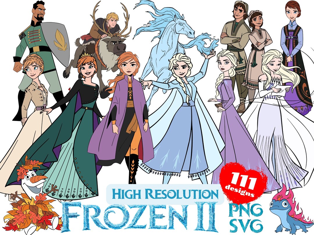 Frozen II SVG Cliparts Bundle, Frozen Svg Cartoon Cliparts for ...