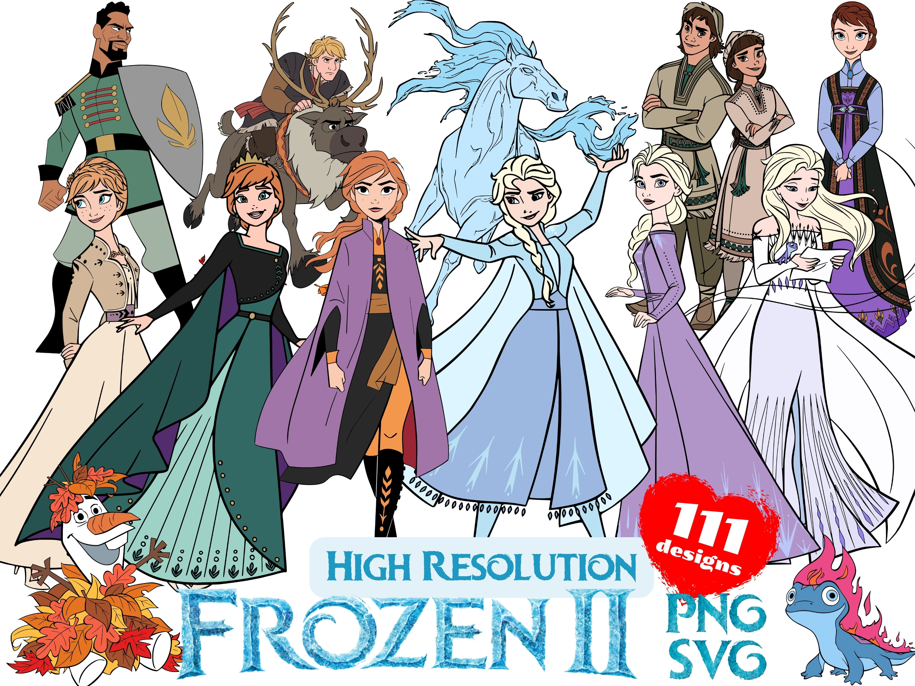 Frozen II SVG Cliparts Bundle, Frozen Svg Cartoon Cliparts for ...