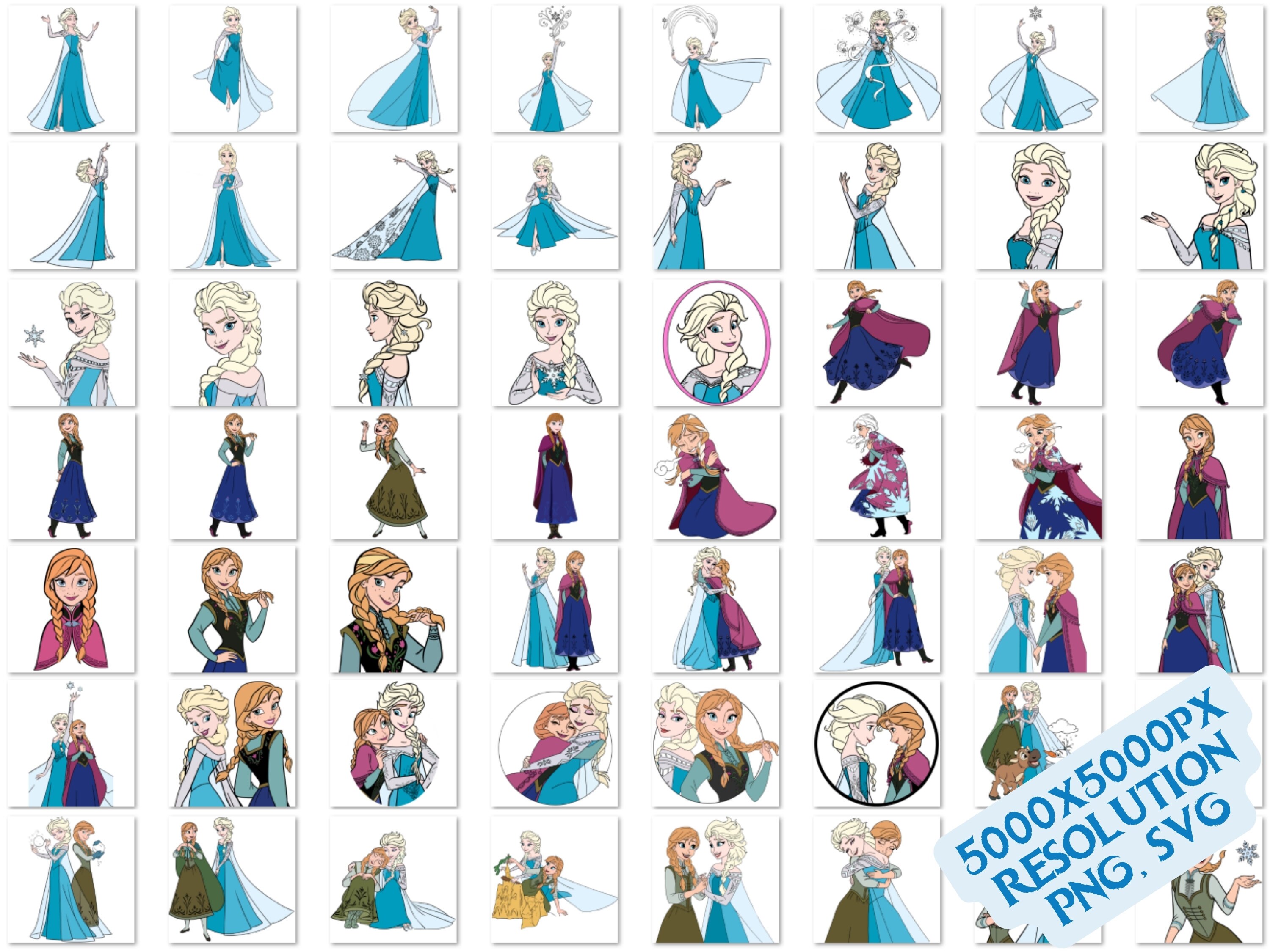 Frozen SVG Cliparts Bundle, Frozen Svg Cartoon Cliparts for Sublimation ...