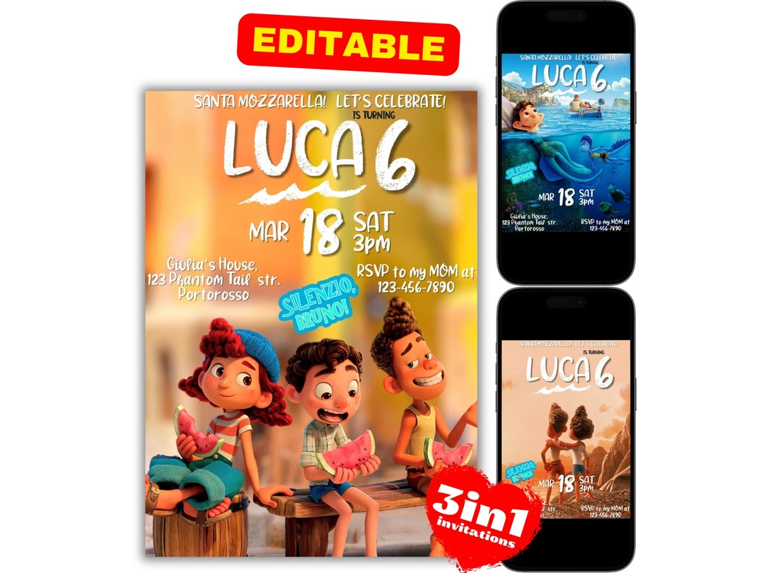 Editable Personalized Custom LUCA Birthday Invitation Template, Luca ...