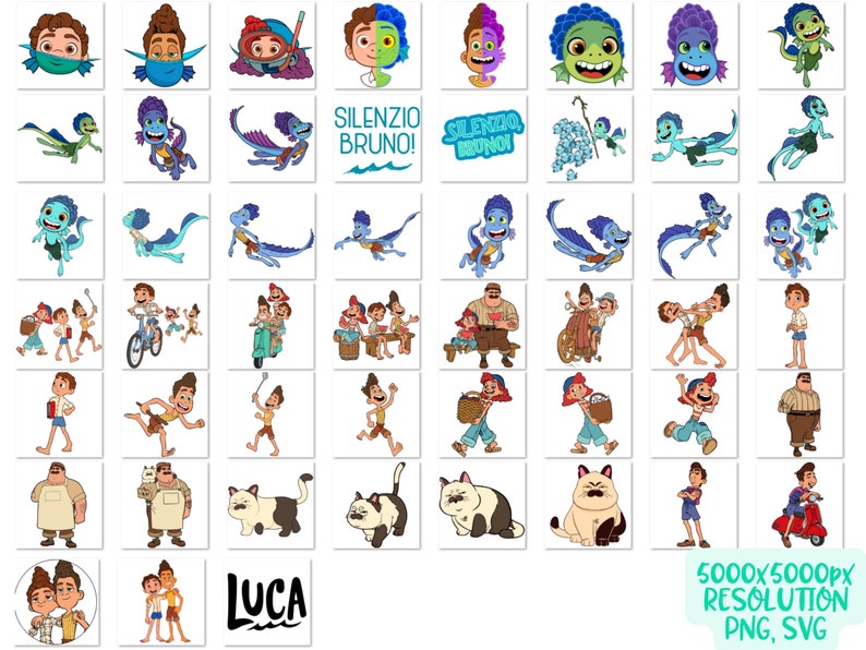 Luca SVG Cliparts Bundle, Luca Disney Sublimation Cliaprts Collection ...
