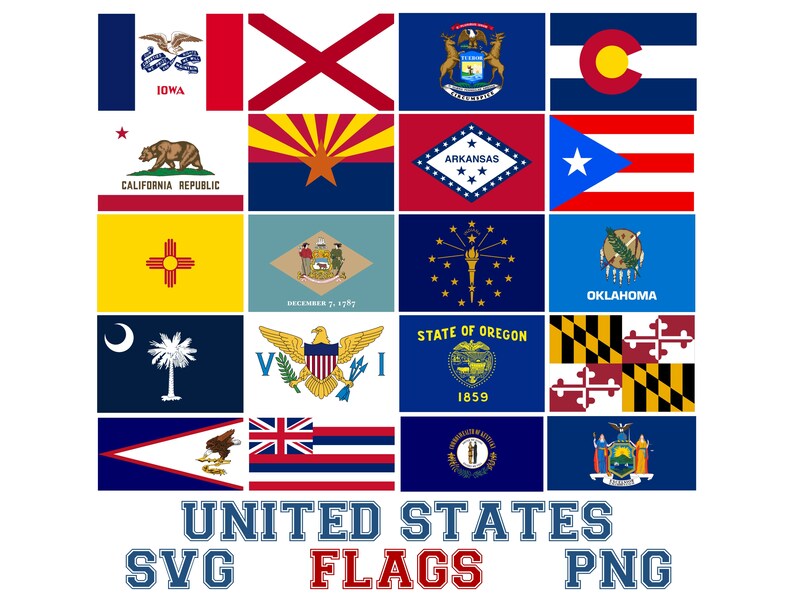 Flags of the Unites States SVG & PNG Bundle US Flags - Etsy Australia