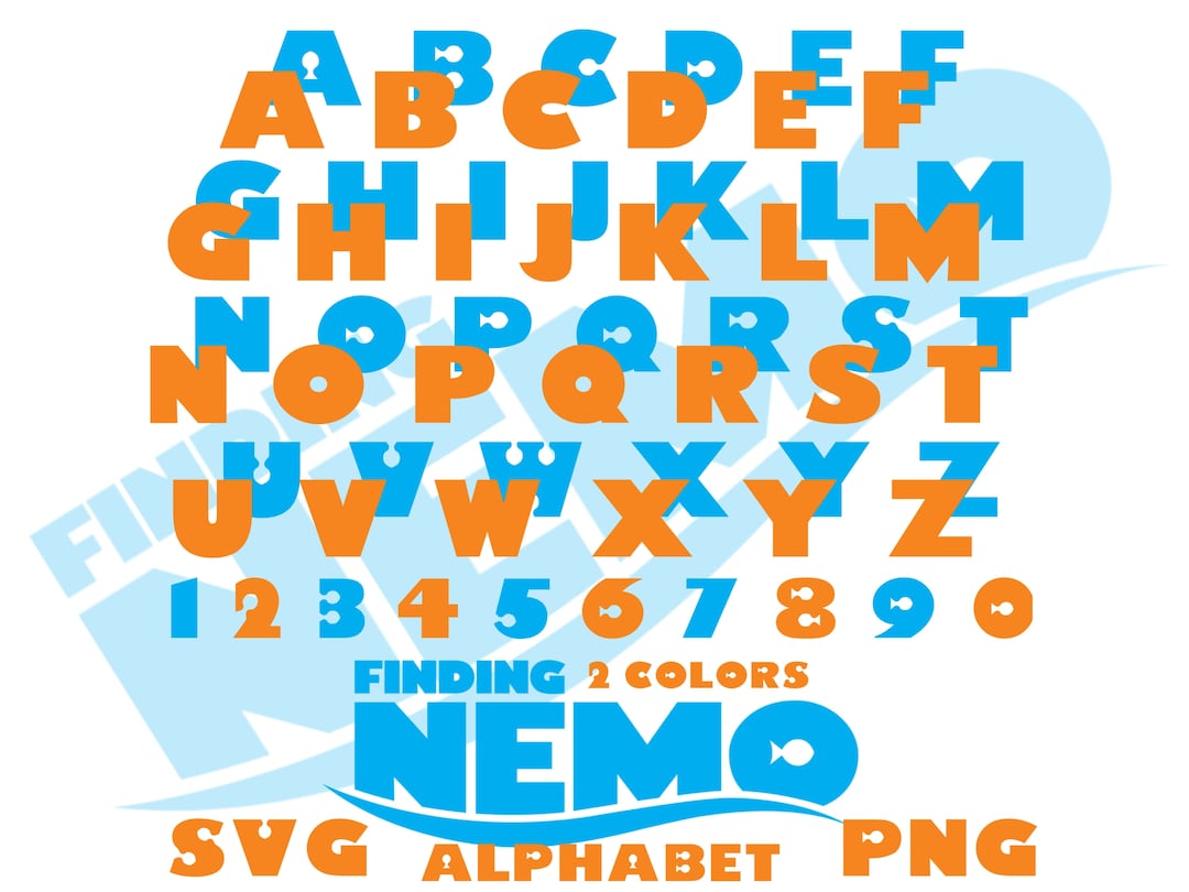 Finding Nemo Alphabet Font Bundle, Finding Nemo Sublimation Bundle ...