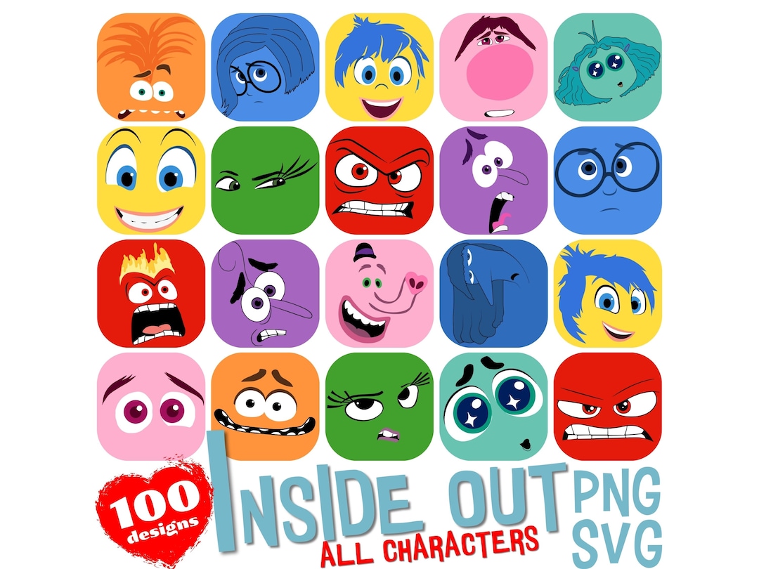 Inside Out Faces SVG Cliparts Bundle, Inside Out 2 Tshirt Design ...