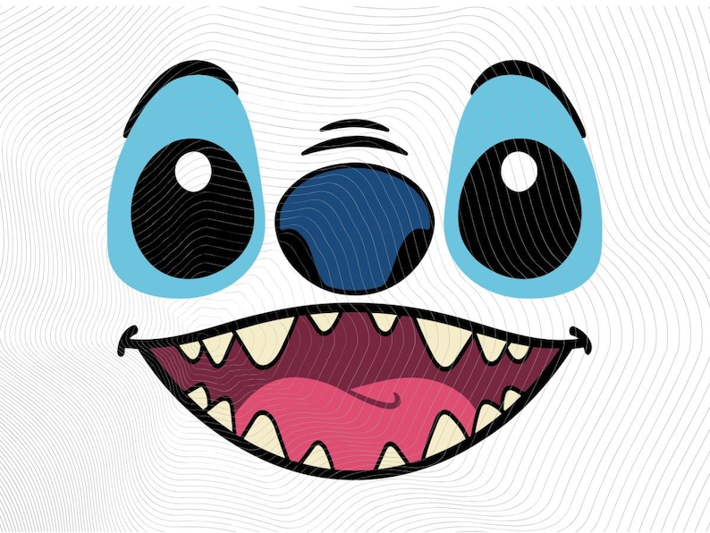 Stitch Face SVG Tshirt Sublimation Clipart, Stitch Face Cartoon ...