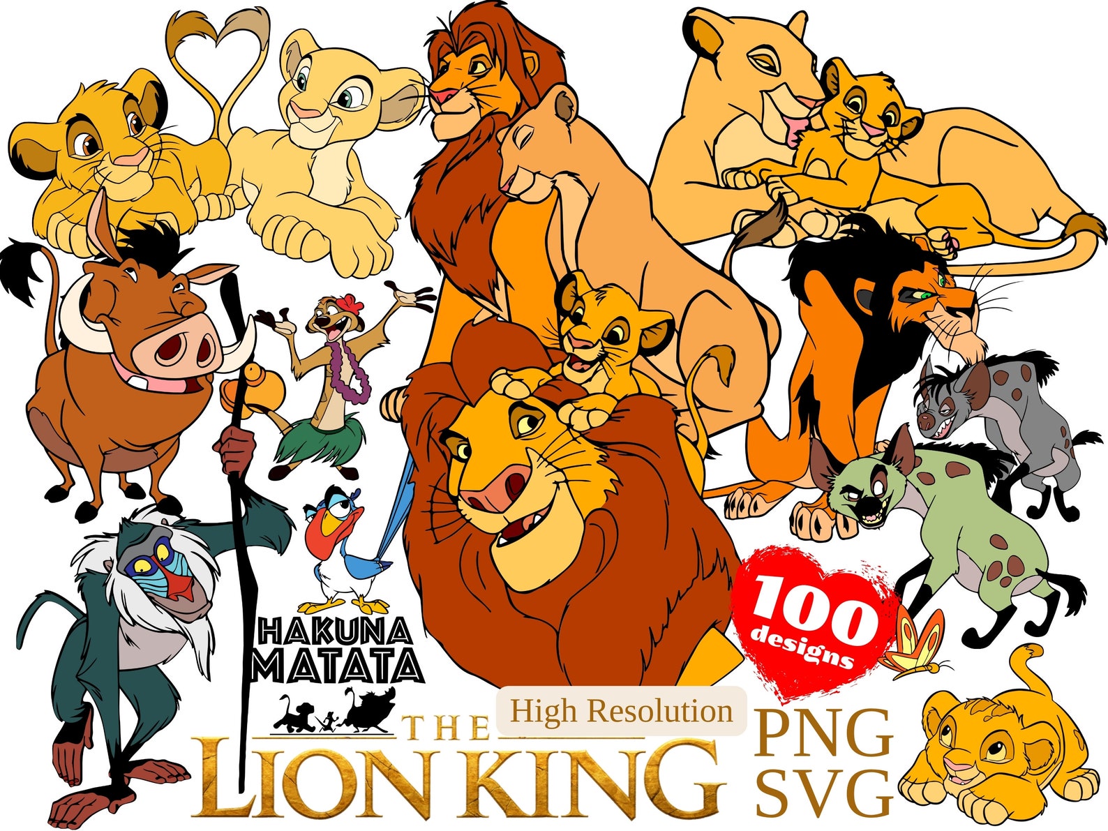 Le Roi Lion cliparts SVG Bundle, Le Roi Lion PNG Cliparts pour ...