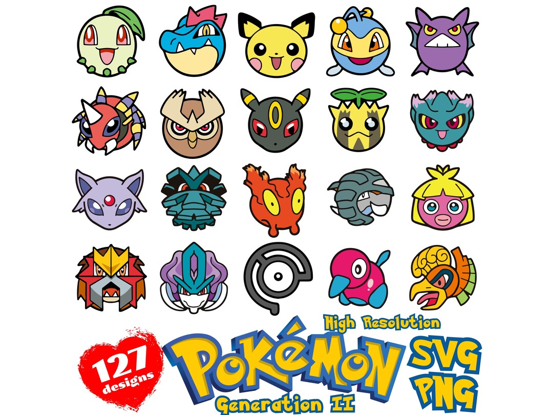 Pokemon 2 Generation SVG Cliparts Bundle, Pokemon SVG Cartoon ...