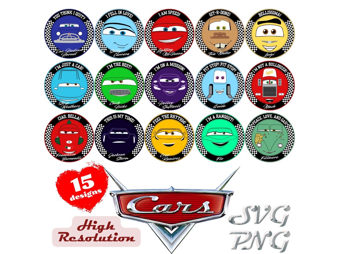 Cars Faces SVG Cliparts Bundle, Cars Tshirt Design Cartoon Cliparts ...