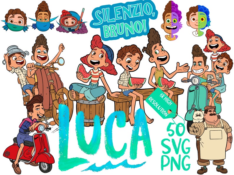 Luca SVG Cliparts Bundle Luca Disney Sublimation Cliaprts - Etsy