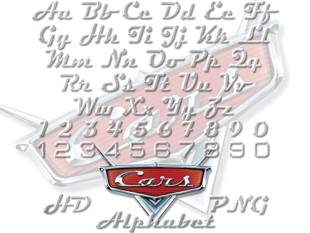 Cars Original Alphabet Font PNG, Cars PNG Cartoon Cliparts, Cars Silver ...