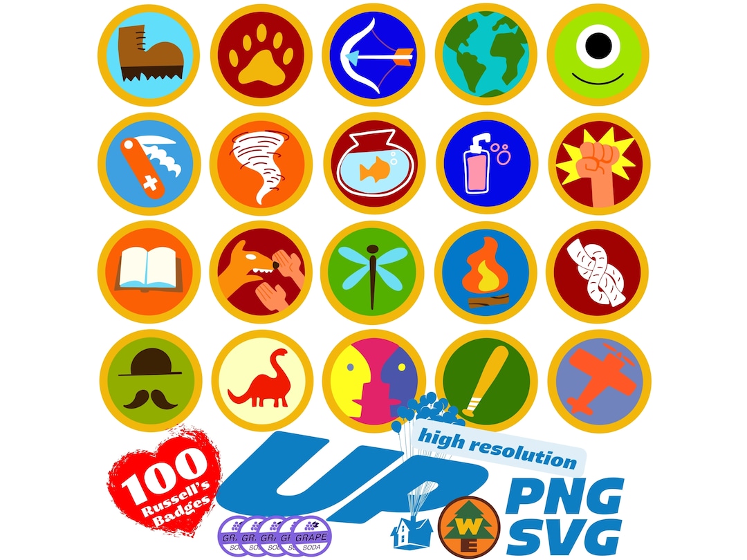 Up Russel's Badges Cliparts Bundle, up Wilderness Explorer Cartoon ...