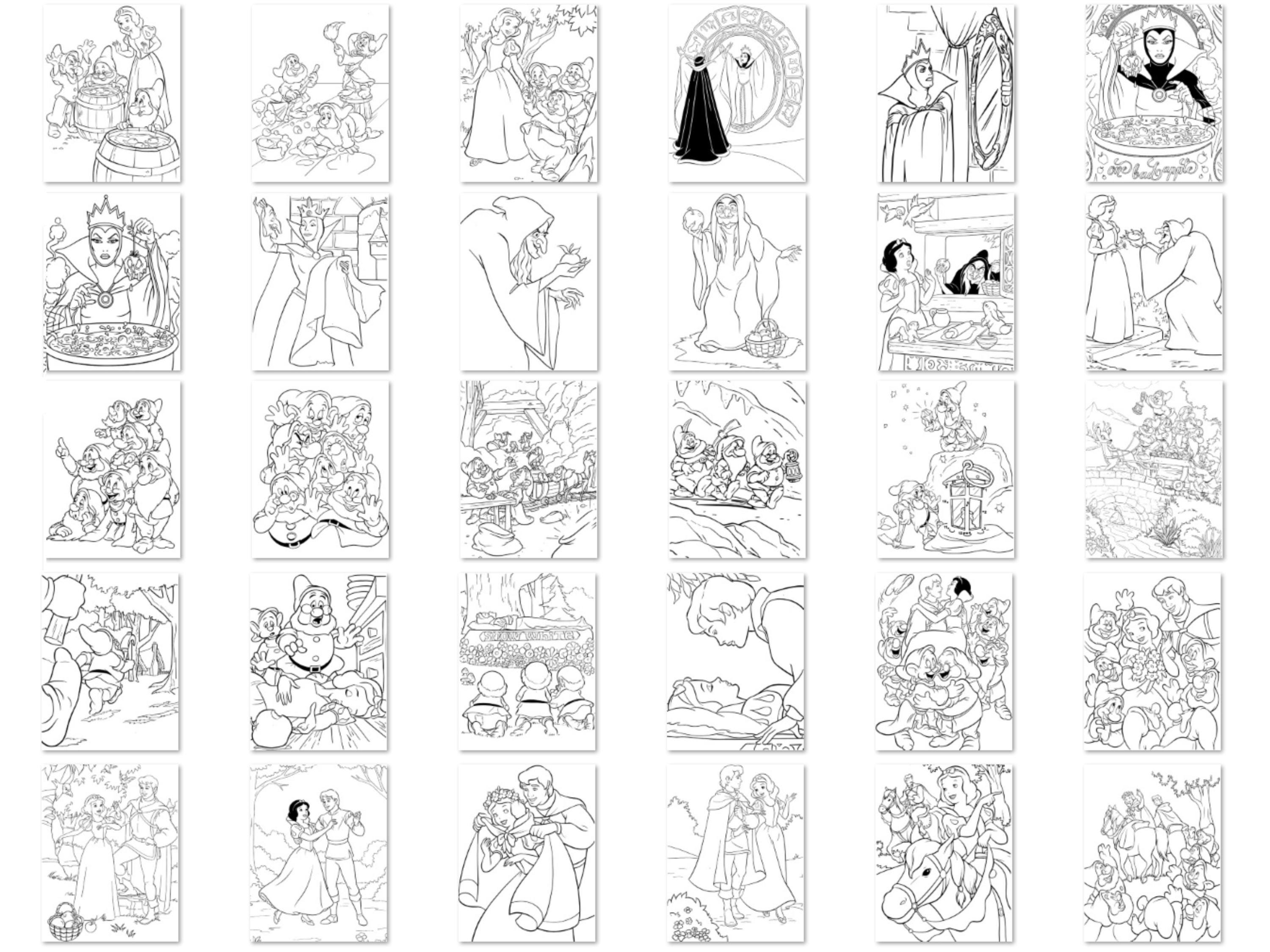 Snow White and the Seven Dwarfs Coloring Book, Snow White Coloring ...
