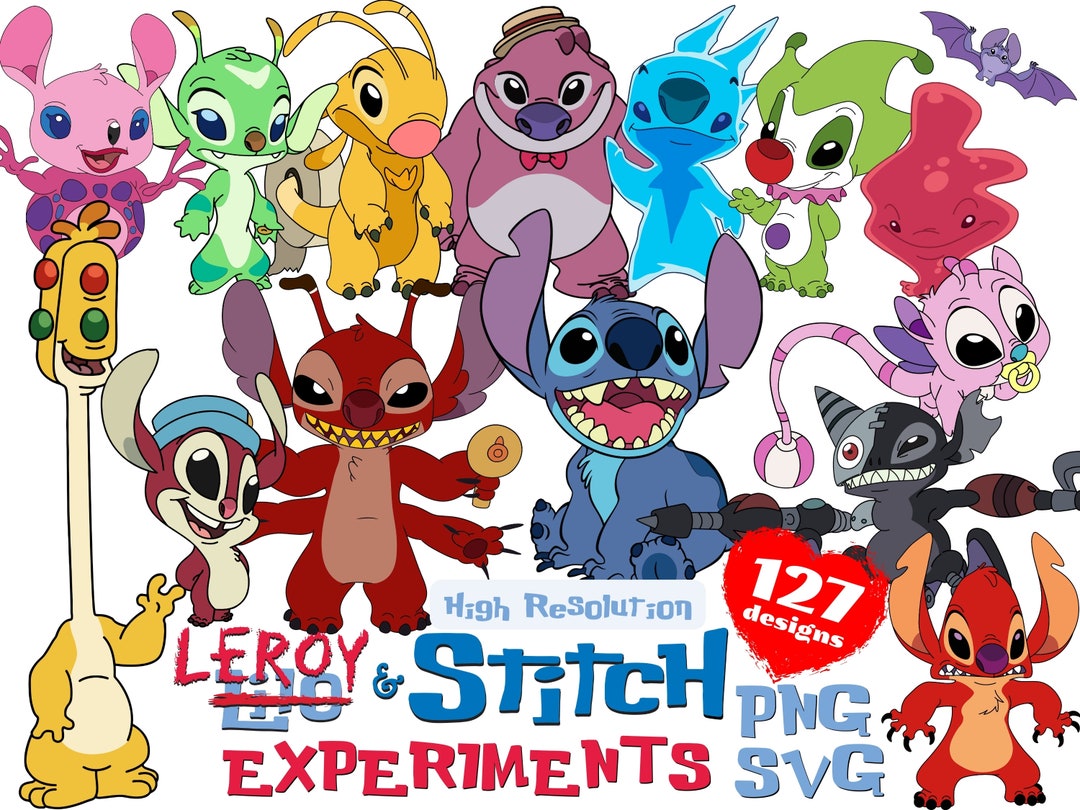 Leroy & Stitch Experiments SVG Png Cliparts Bundle, Lilo and Stitch SVG ...