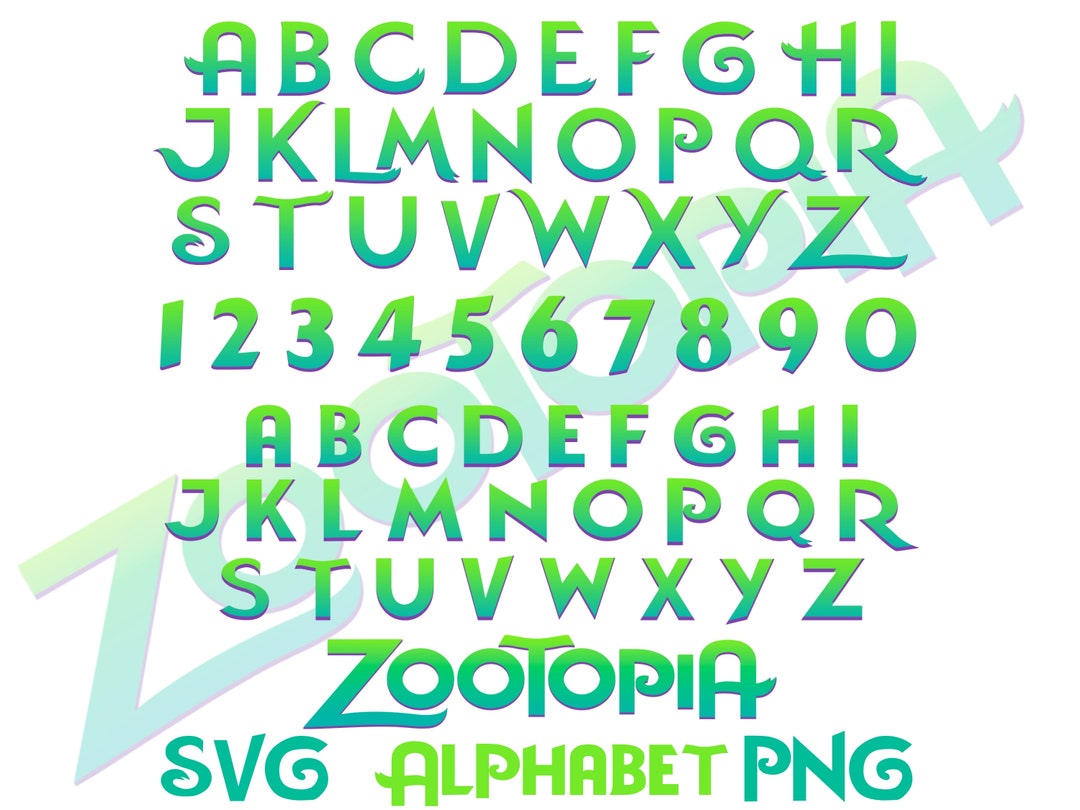 Zootopia Alpahbet Font Cliparts Bundle, Zootopia SVG Font Letters ...
