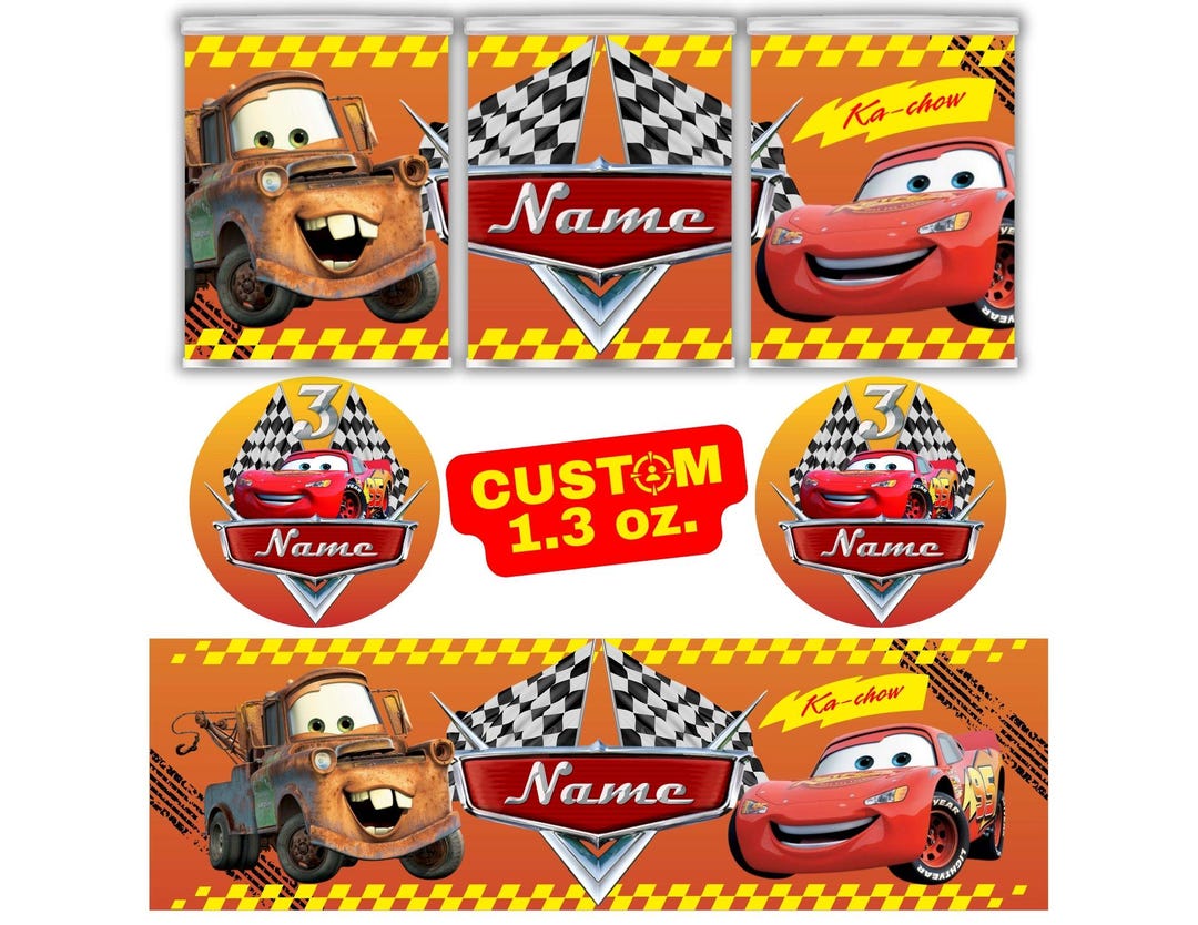 Personalized Cars Custom Birthday Chips Snacks Cans Digital Design ...