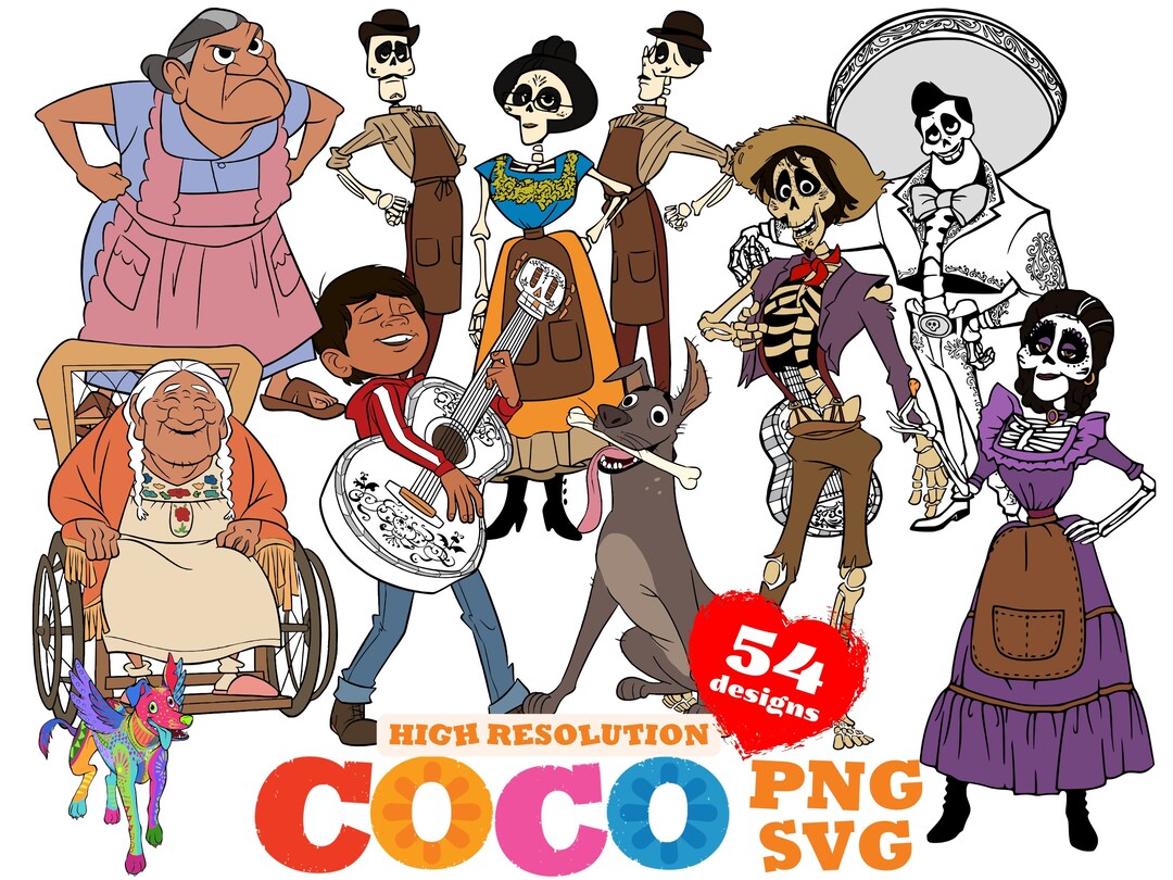 Coco SVG PNG Cliparts Bundle, Coco Sublimation Bundle, Coco Cartoon Movie Themed Birthday Party ...