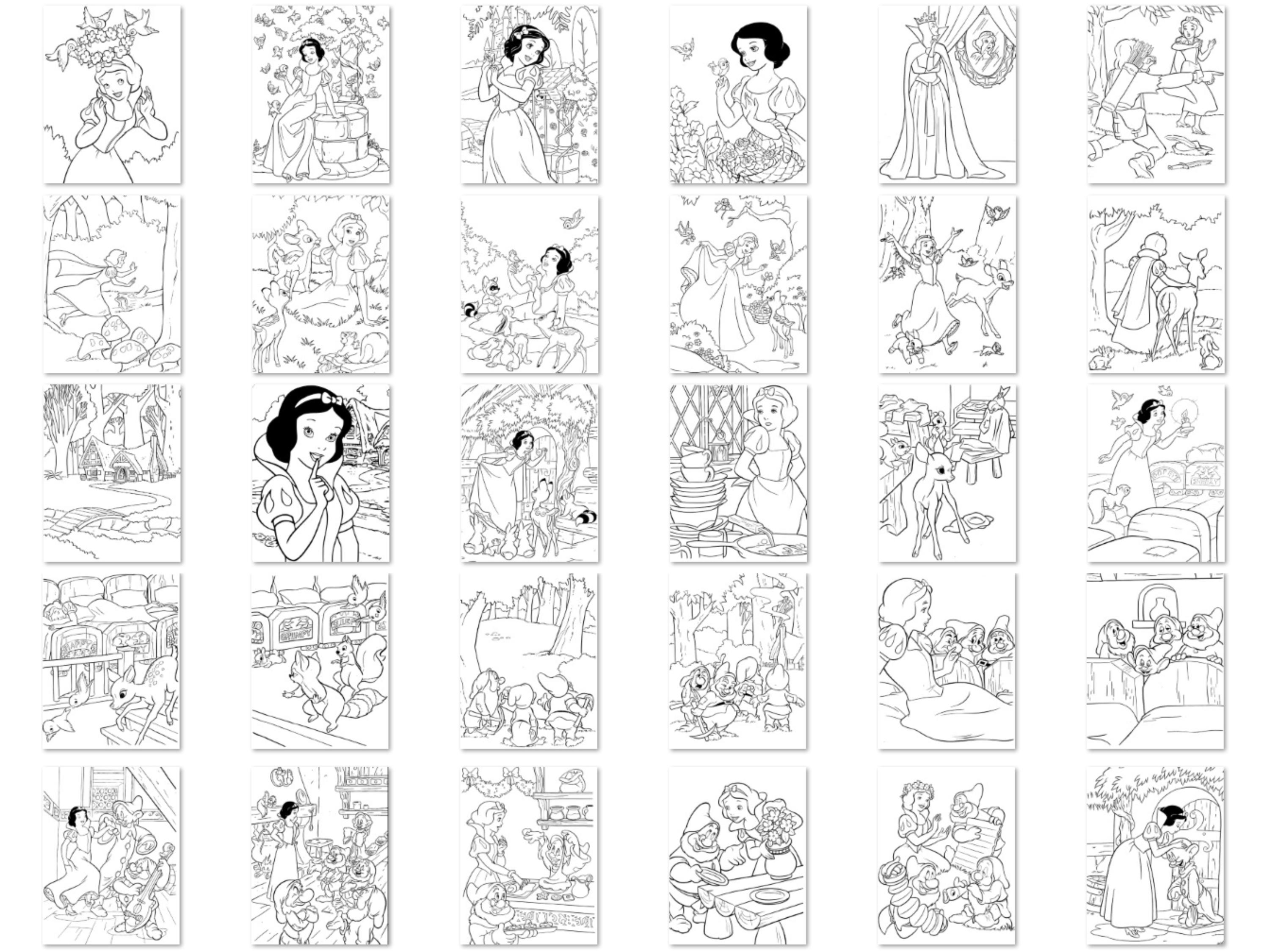 Snow White and the Seven Dwarfs Coloring Book, Snow White Coloring ...