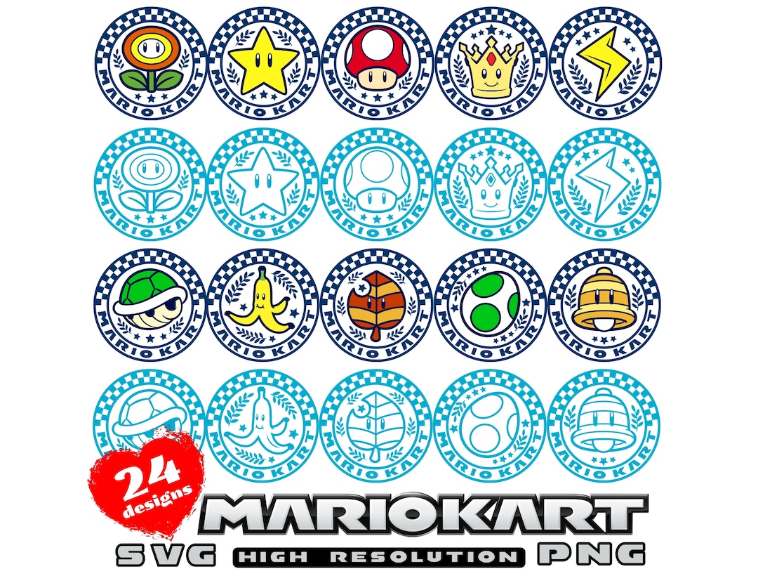 Super Mariokart SVG Cup Icons PNG Cliparts Bundle, Mario Kart Cup ...