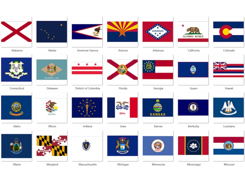 Flags of the Unites States SVG & PNG Bundle US Flags - Etsy Australia