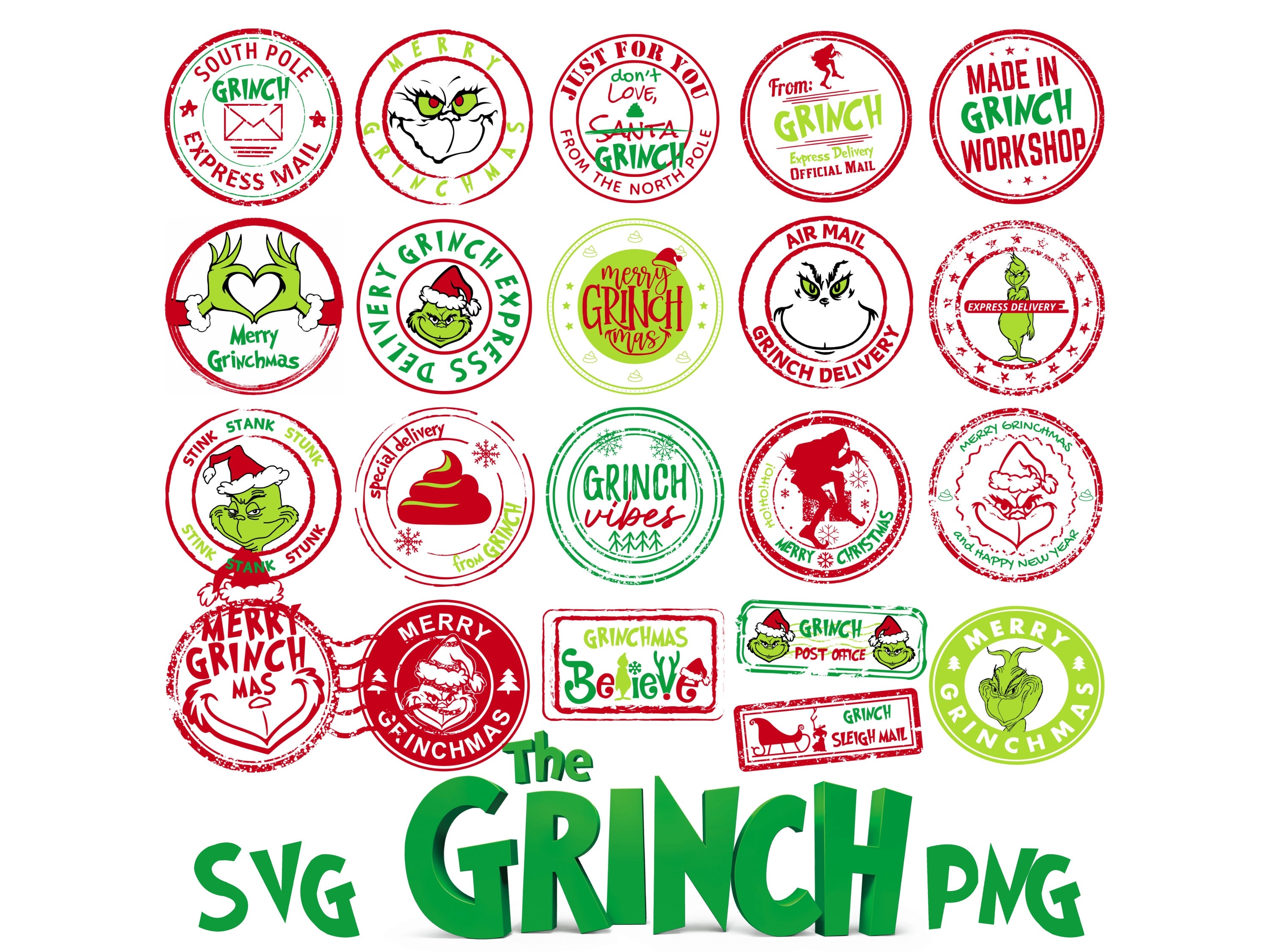 Grinch SVG Stamps Seals Cliparts Bundle Grinch Express - Etsy Australia