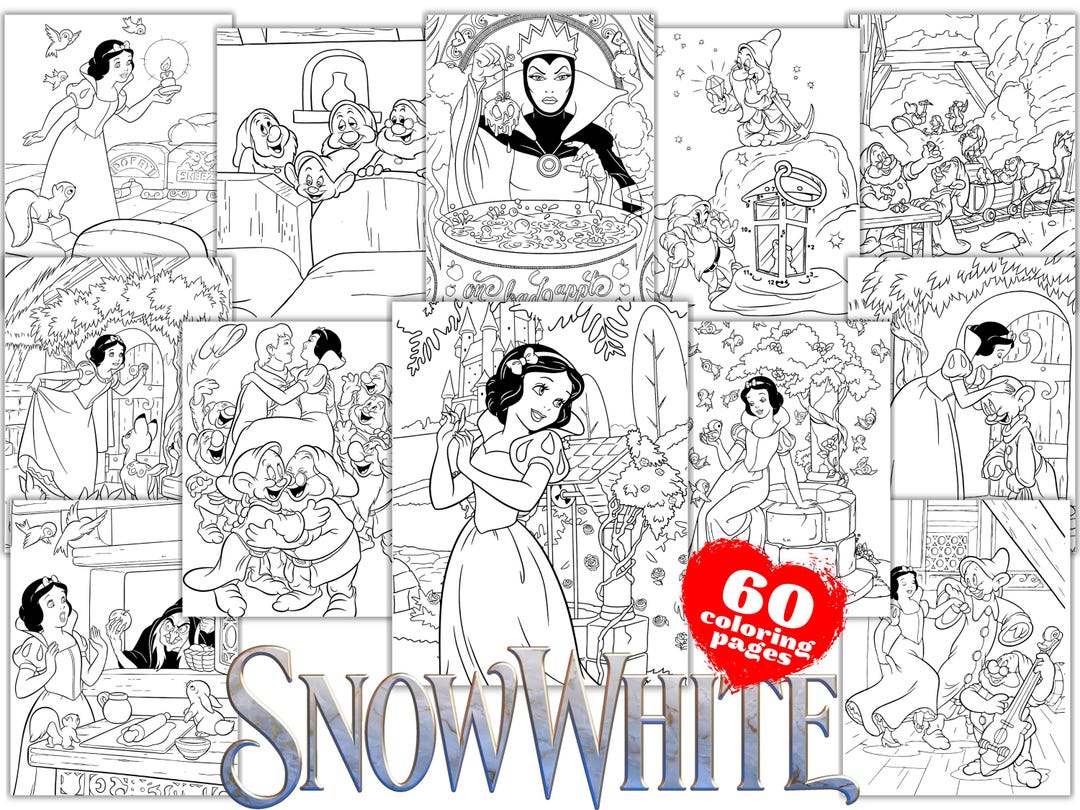 Snow White and the Seven Dwarfs Coloring Book, Snow White Coloring ...