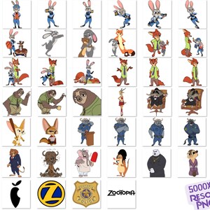 Zootopia PNG Cliparts Bundle, Zootopia PNG Cartoon Sublimation Cliparts ...