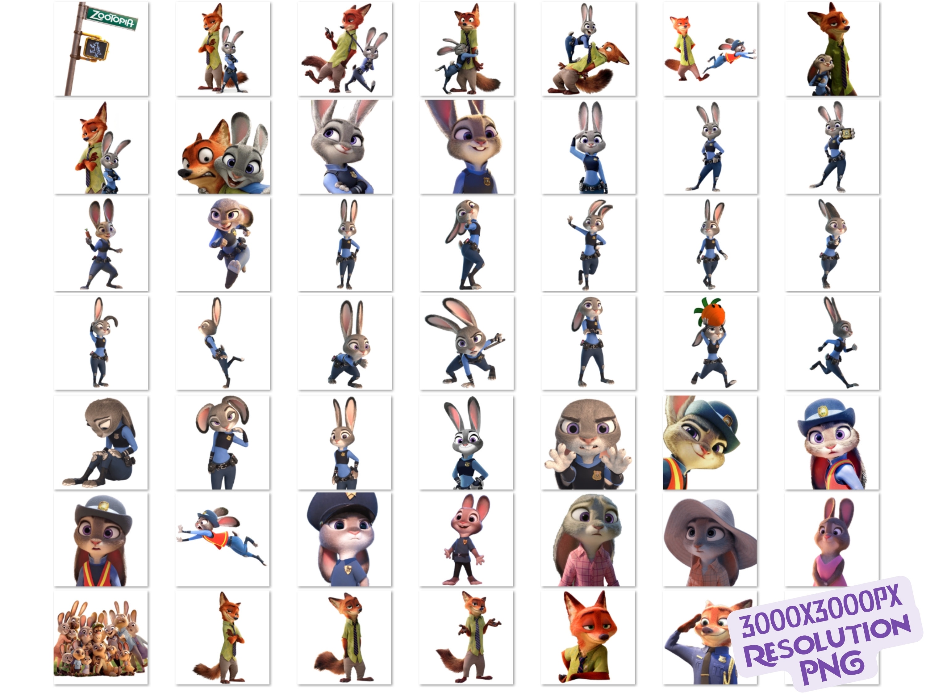 Zootopia Cliparts MEGA Bundle, Zootopia PNG Cartoon Sublimation ...