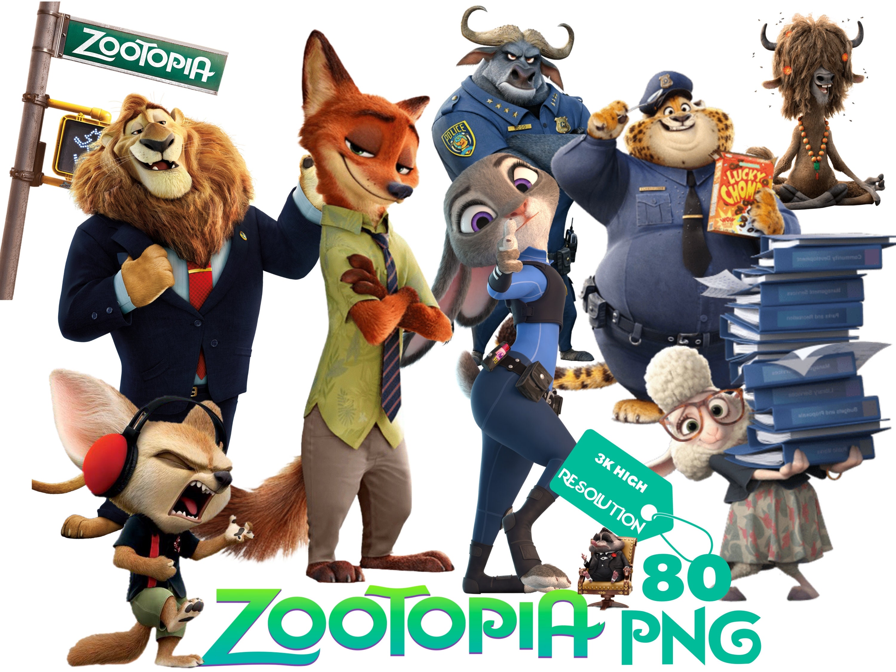 Zootopia PNG Cliparts Bundle, Zootopia PNG Cartoon Sublimation Cliparts ...