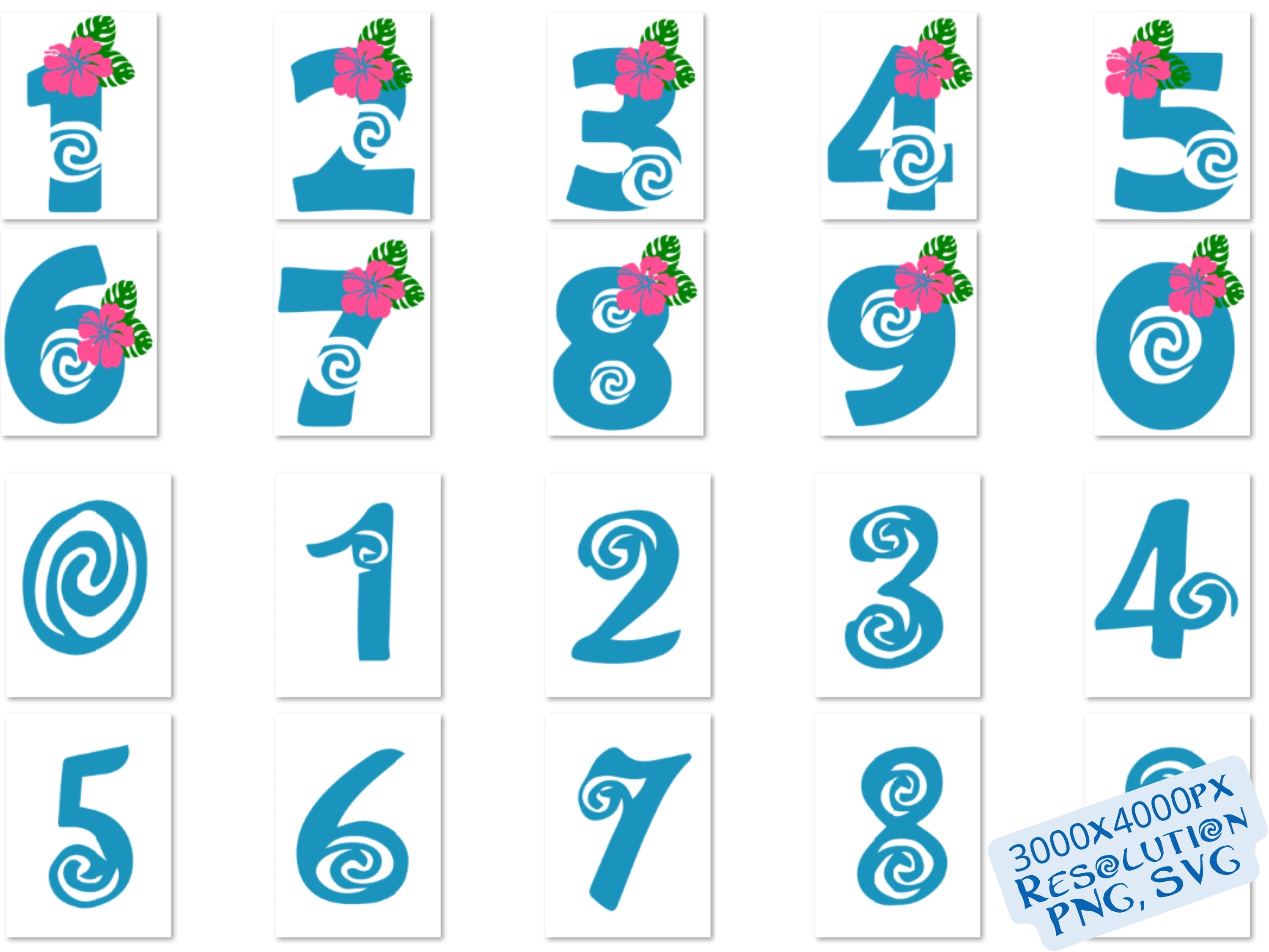 Moana PNG Birthday Numbers Cliparts Bundle, Moana PNG Cartoon Letters ...
