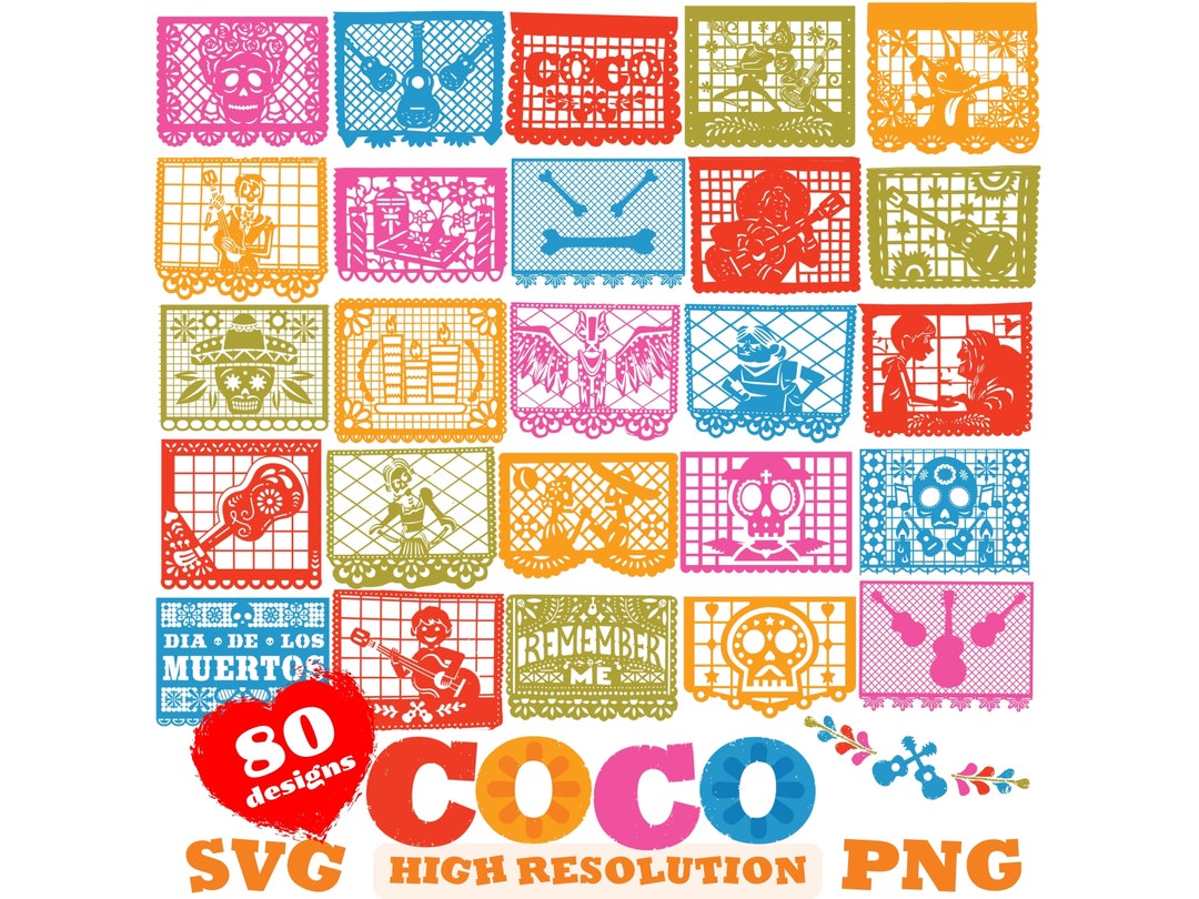 Coco Papel Picado SVG Cliparts Bundle, Coco Sublimation Bundle, Coco ...
