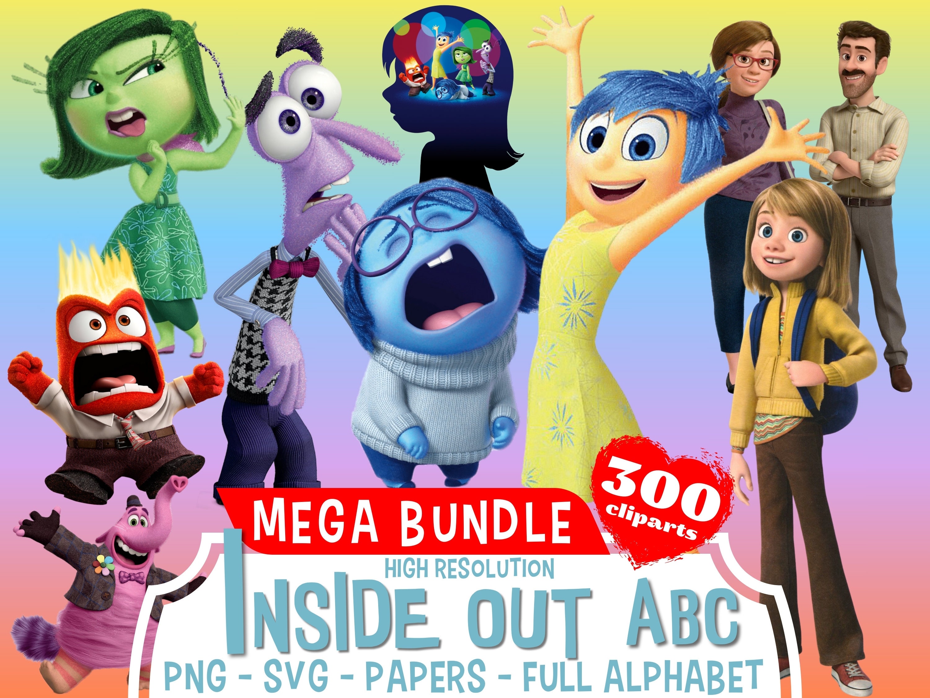Inside Out PNG Cliparts Mega Bundle, Inside Out Sublimation Bundle ...