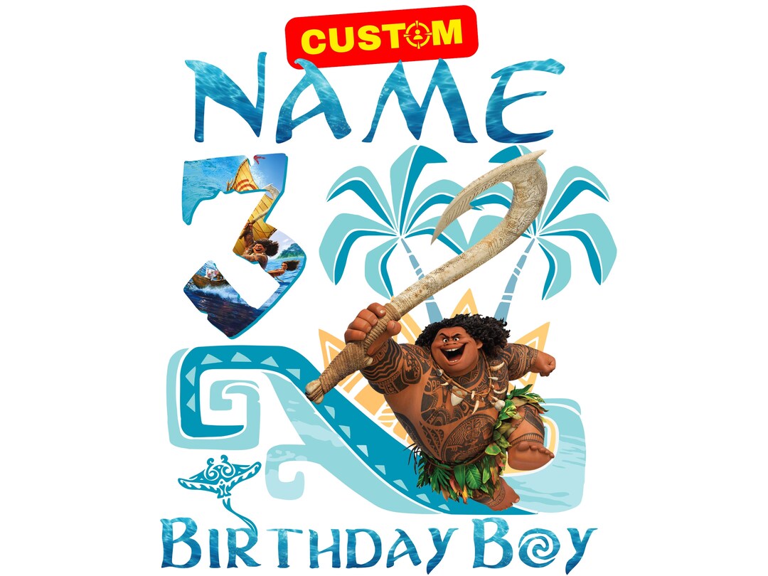 Personalized Moana Maui Custom PNG Birthday Clipart, Moana Maui ...