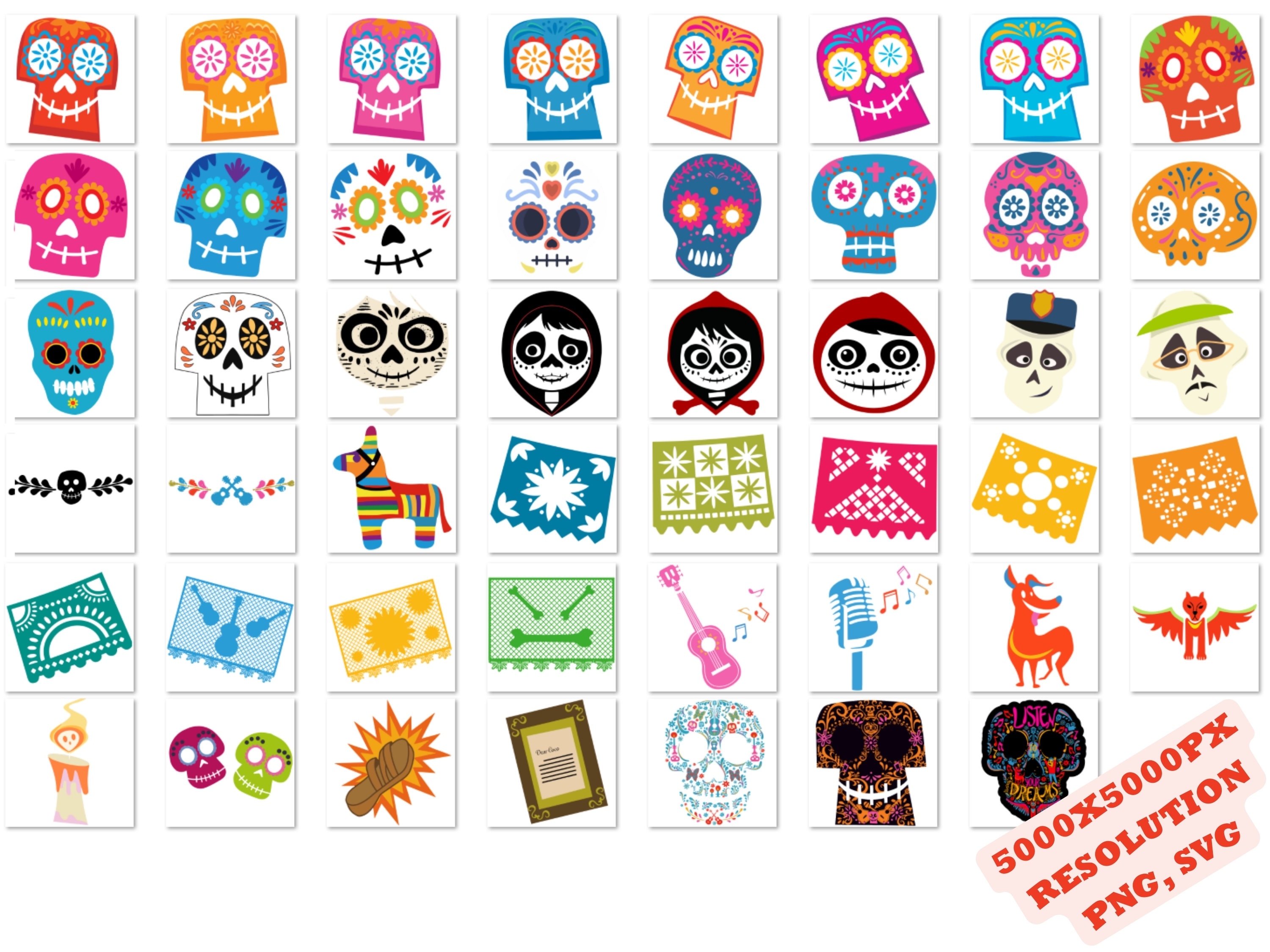 Coco SVG Icons Cliparts Bundle, Coco Sublimation Bundle, Coco Cartoon ...