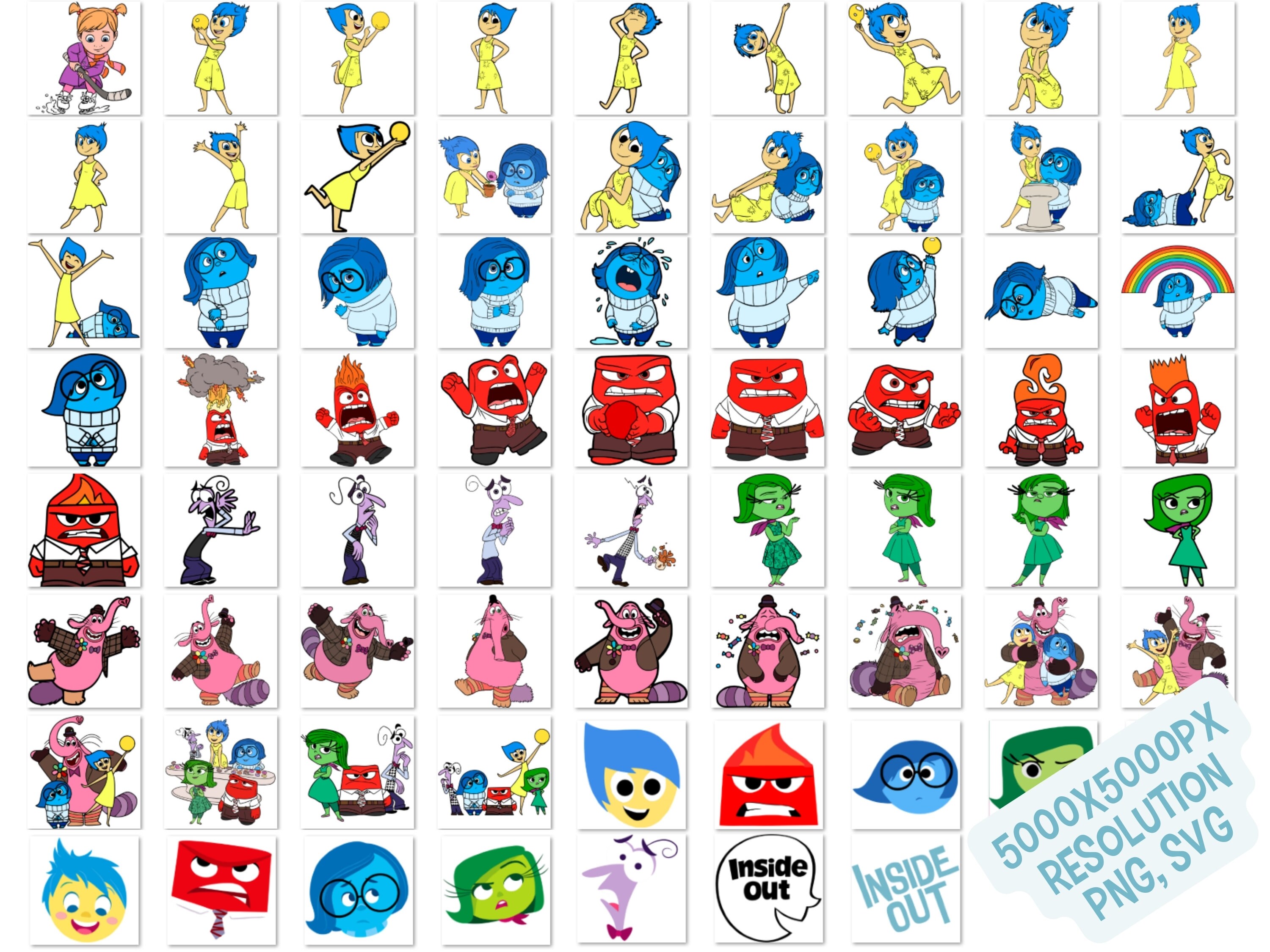 Inside Out PNG Cliparts Mega Bundle, Inside Out Sublimation Bundle ...