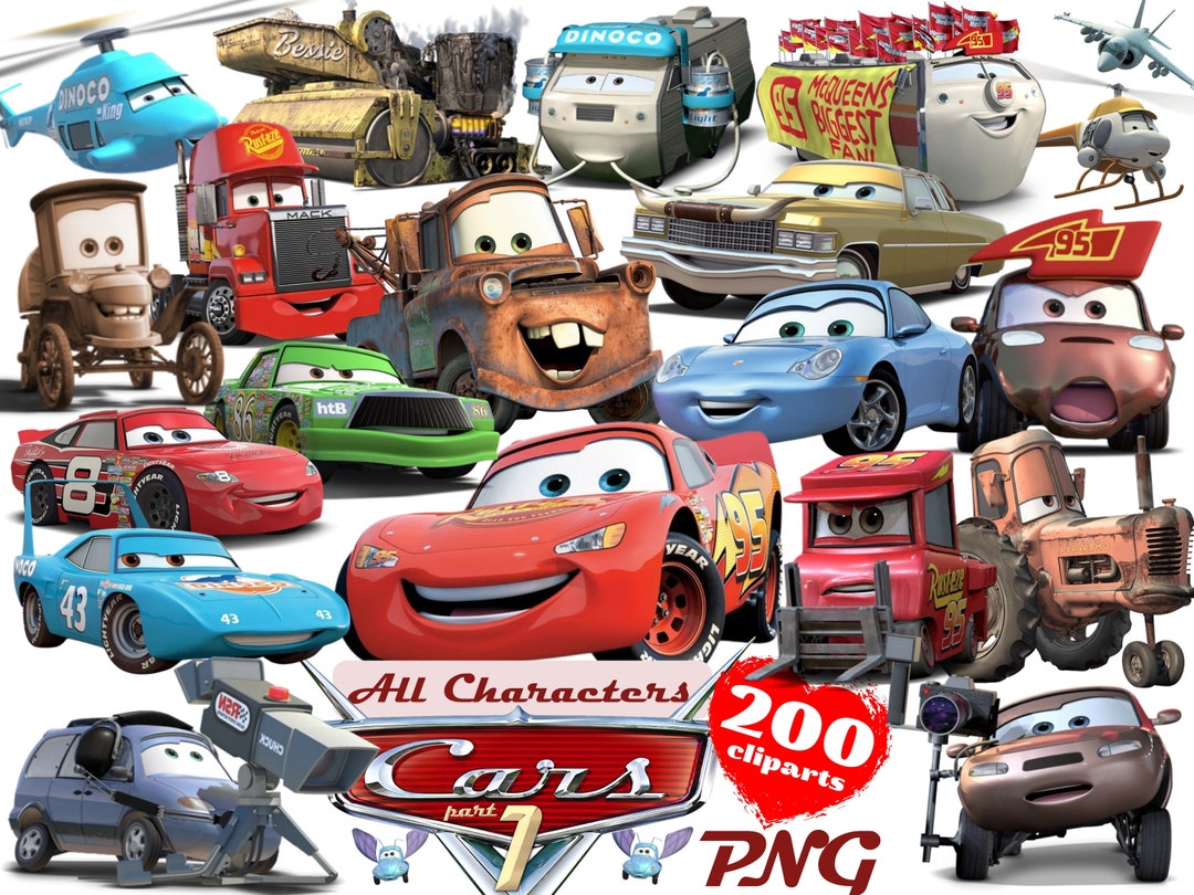 Cars 1 PNG Cliparts Bundle, Cars PNG Cartoon Cliparts, Cars Sublimation ...