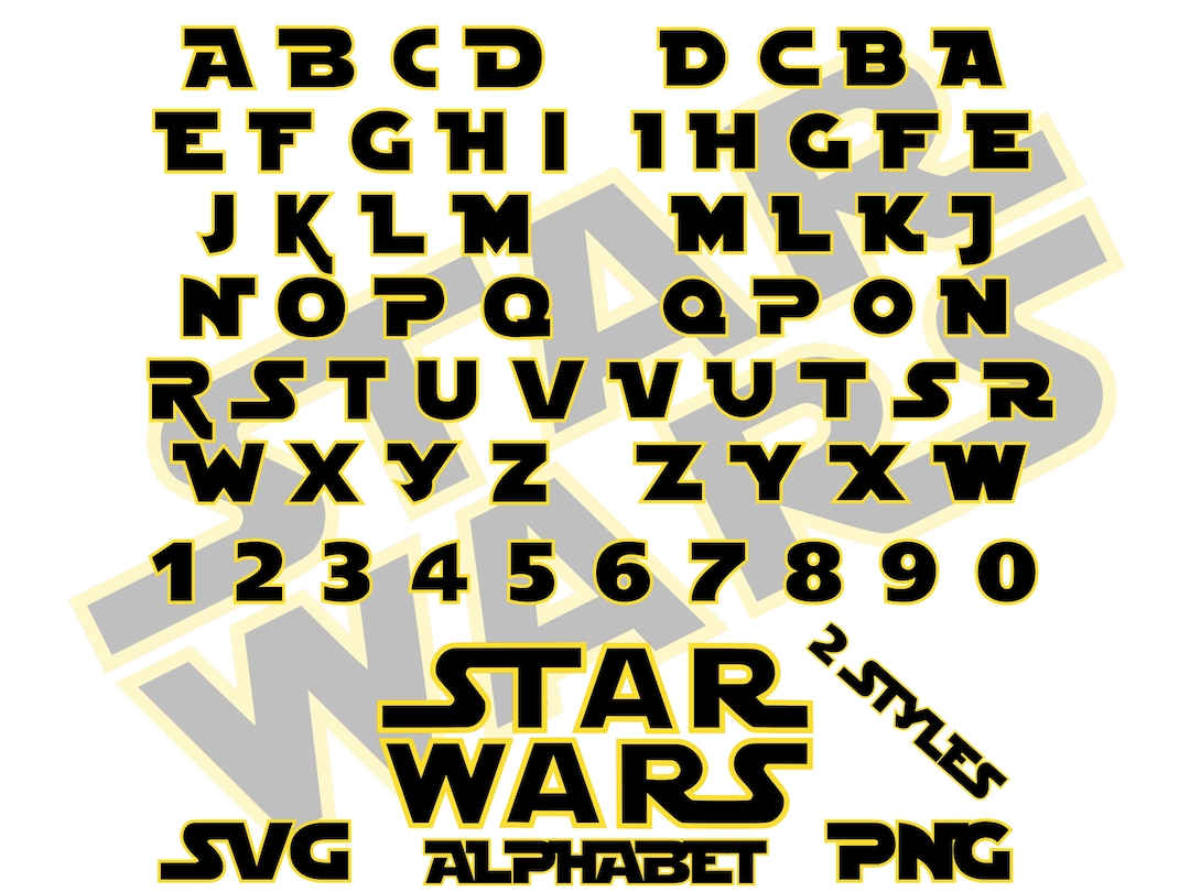 Star Wars SVG PNG Alphabet Font Star Wars Sublimation - Etsy UK