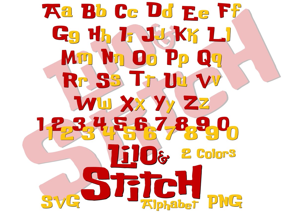 Lilo and Stitch Alphabet Font Bundle, Lilo and Stitch Sublimation ...