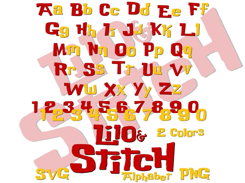 Lilo and Stitch Alphabet Font Bundle, Lilo and Stitch Sublimation ...