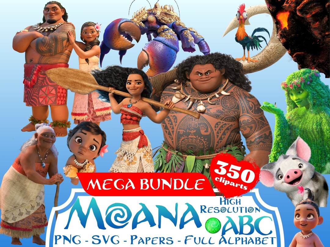 Moana Cliparts MEGA Bundle, Moana PNG Cartoon Cliparts for Sublimation ...