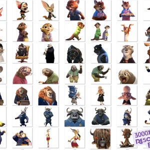 Zootopia Cliparts MEGA Bundle, Zootopia PNG Cartoon Sublimation ...