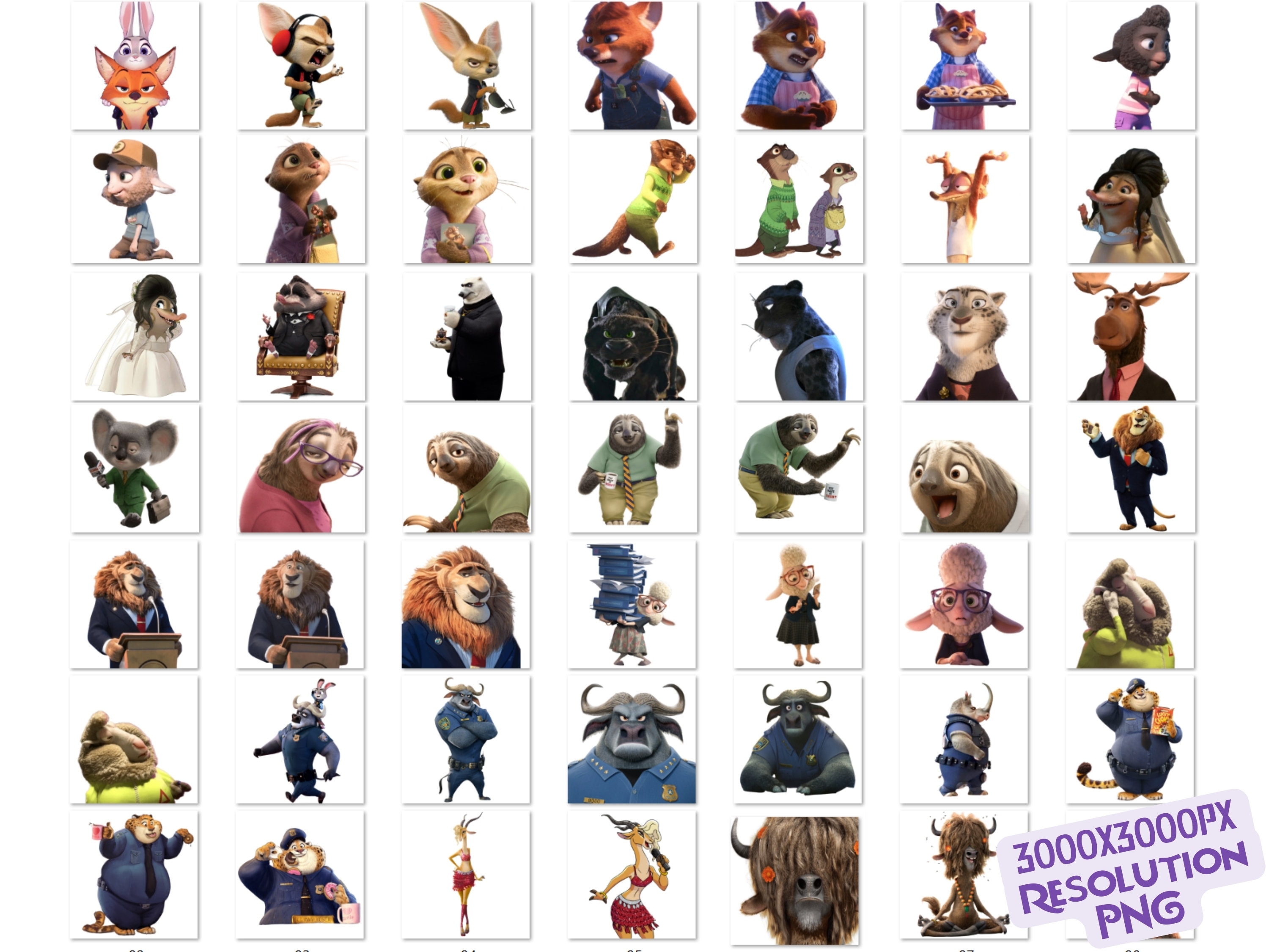 Zootopia Cliparts MEGA Bundle, Zootopia PNG Cartoon Sublimation ...