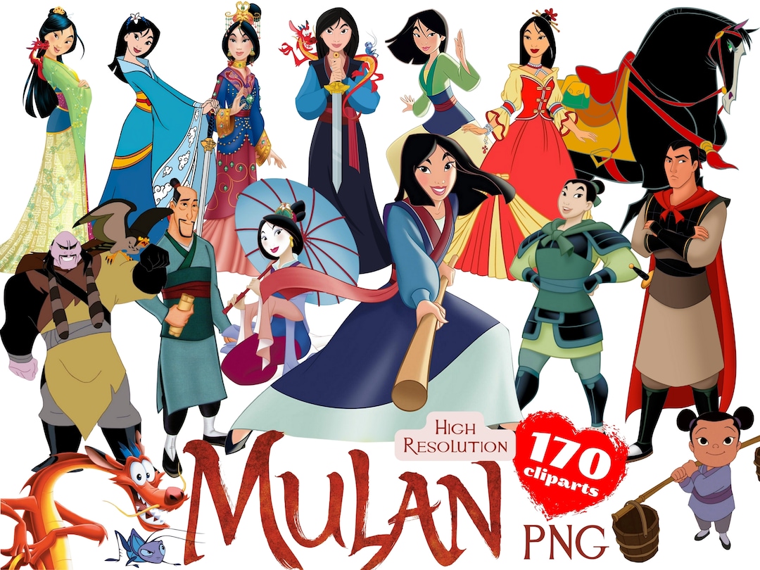 Mulan PNG Cliparts Bundle, Mulan PNG Cartoon Cliparts for Sublimation ...