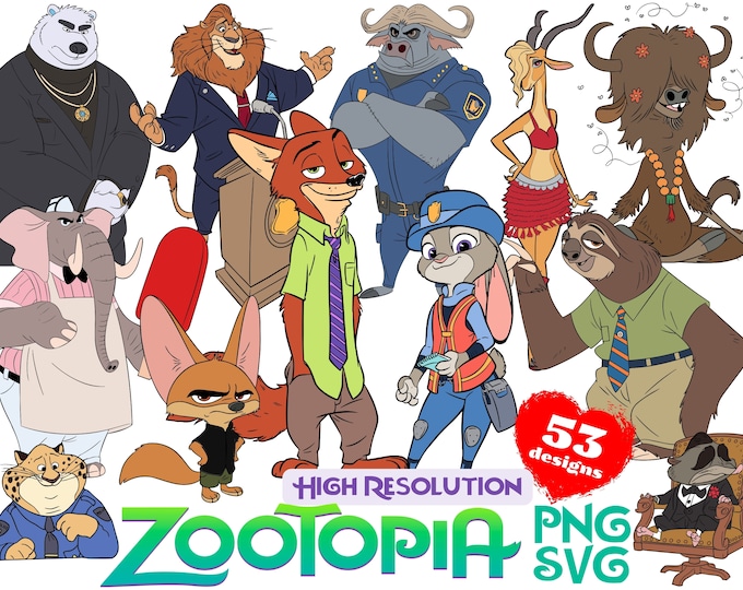 Zootopia Png Bundle, Zootropolis Png Clipart Set, Zootopia Characters ...
