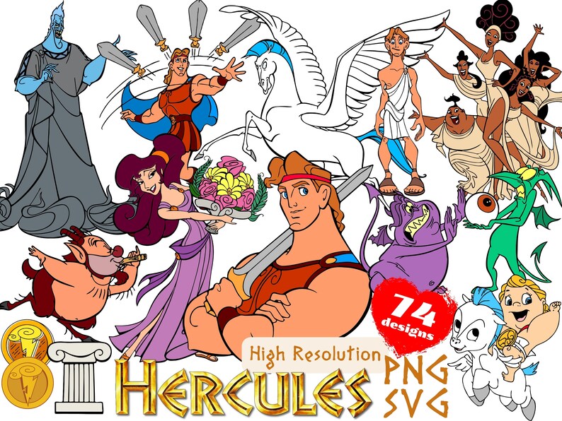 Hercules SVG Cliparts Bundle, Hercules PNG Cliparts for Sublimation ...
