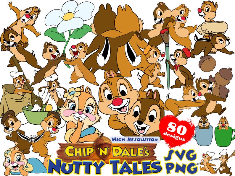 Chip 'n' Dale PNG Svg Sublimation Cliparts Bundle, Chip and Dale ...