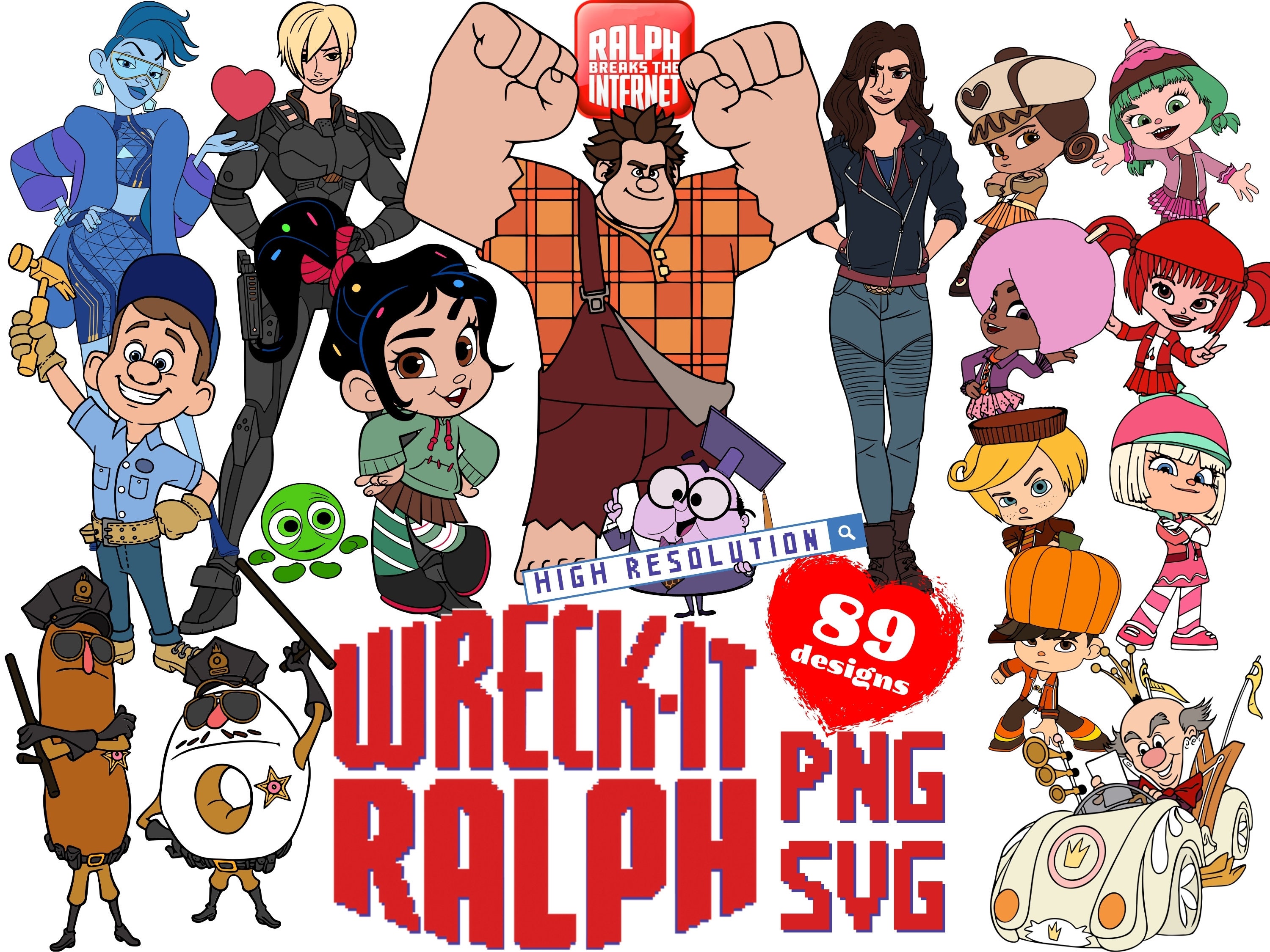 Wreck-it Ralph SVG & PNG Cliparts Bundle, Wreck-it Ralph Sublimation ...