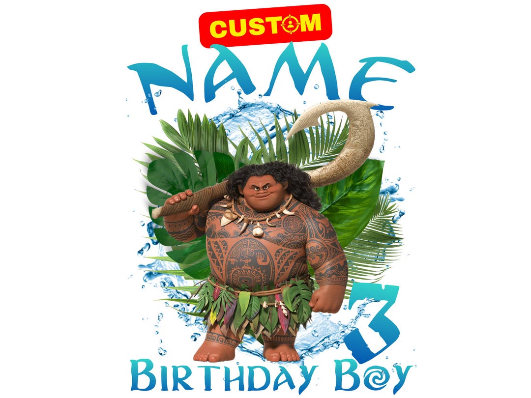 Personalized Moana Maui Custom PNG Birthday Clipart, Moana Maui ...